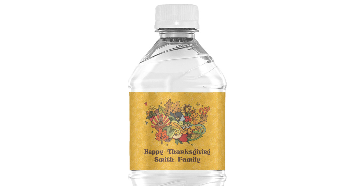 Custom Happy Thanksgiving Water Bottle Labels - Custom Sized ...