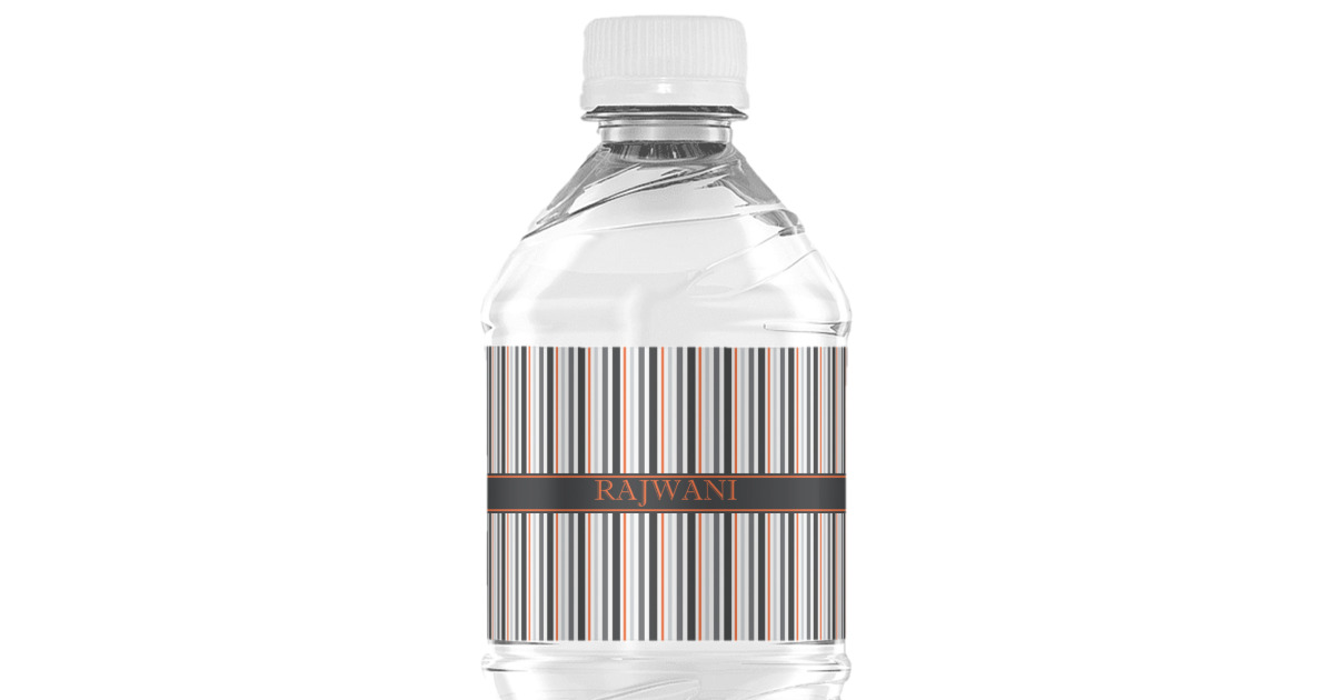 Custom Gray Stripes Water Bottle Labels - Custom Sized (Personalized ...