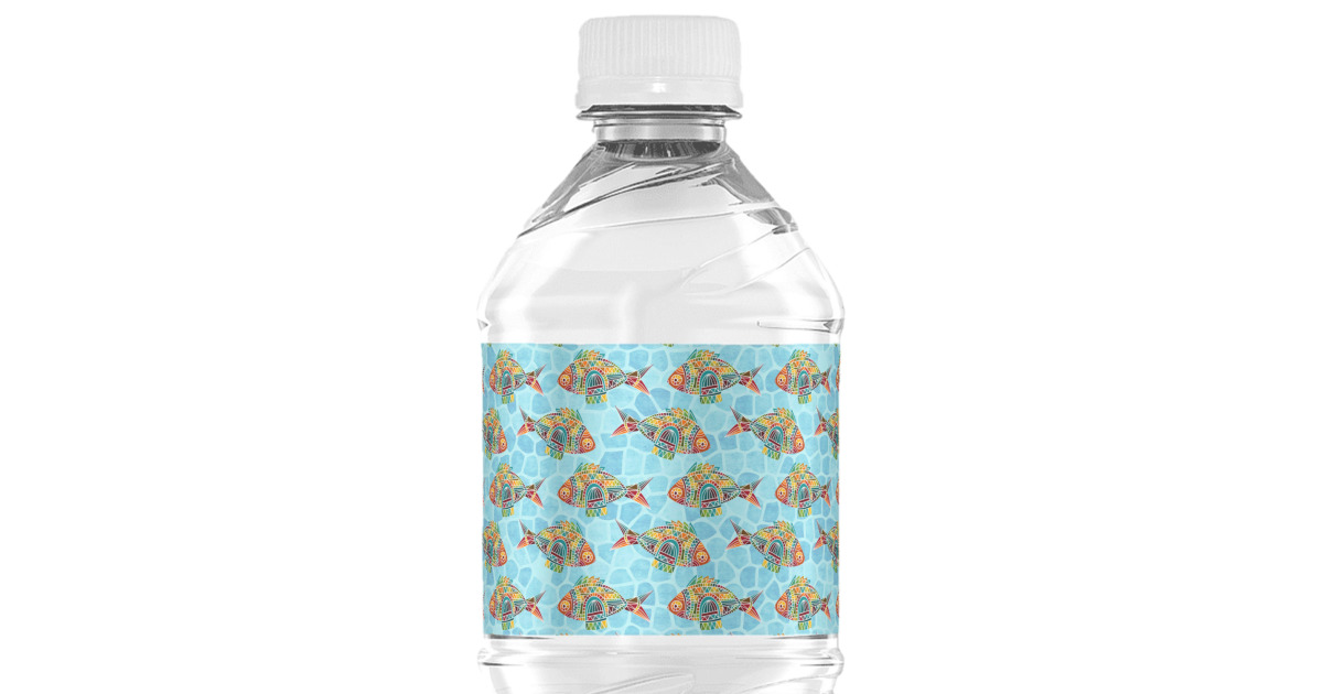 Custom Mosaic Fish Water Bottle Labels - Custom Sized | YouCustomizeIt