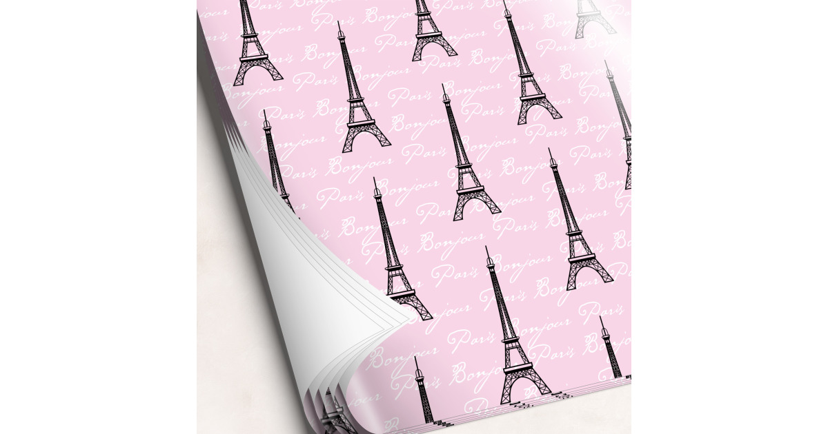 Custom Paris Bonjour and Eiffel Tower Wrapping Paper Sheets ...