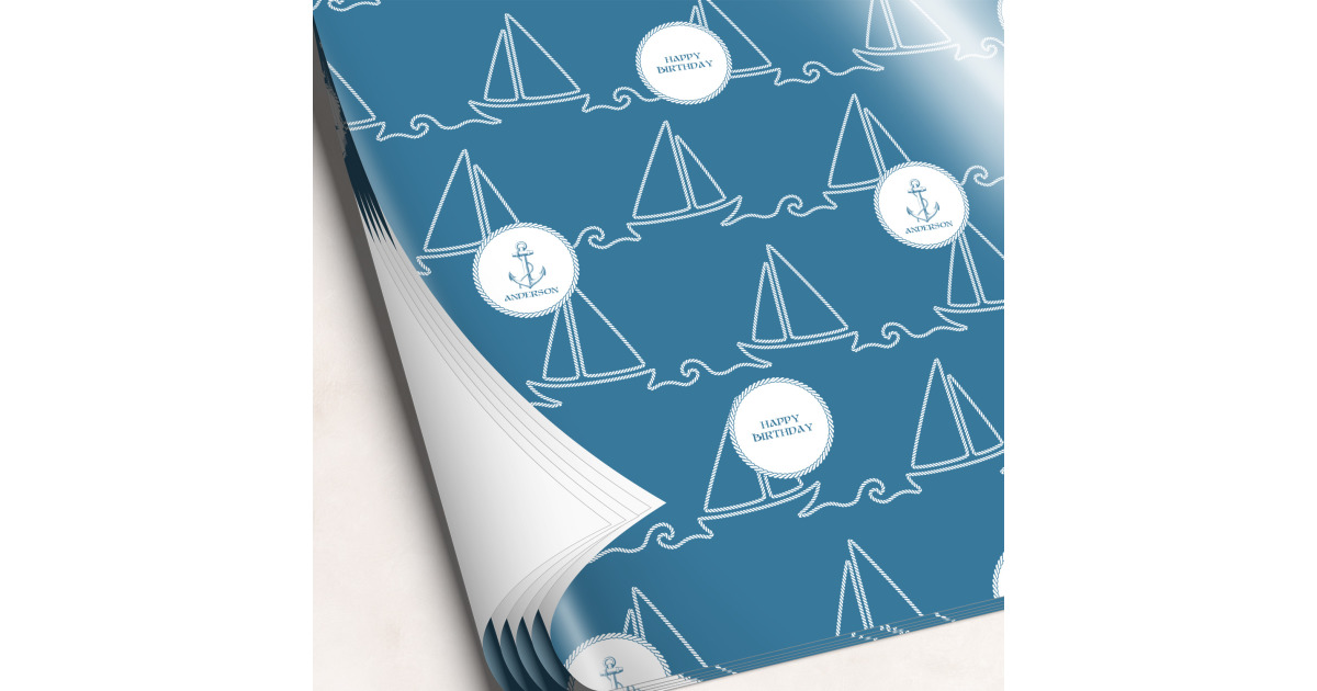 Custom Rope Sail Boats Wrapping Paper Sheets (Personalized ...