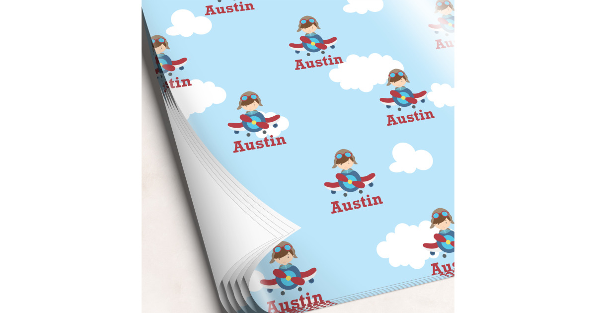 Custom Airplane & Pilot Wrapping Paper Sheets (Personalized ...