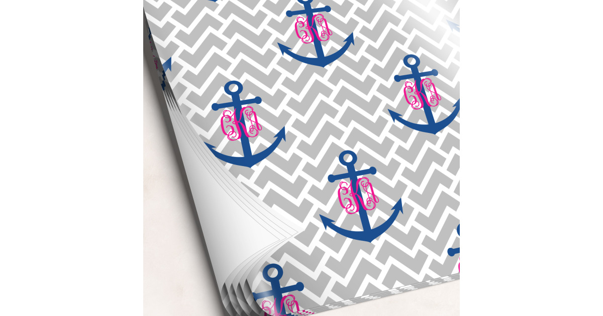 Custom Monogram Anchor Wrapping Paper Sheets | YouCustomizeIt