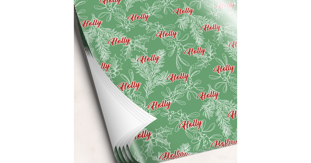 Custom Christmas Holly Wrapping Paper Sheets (Personalized ...