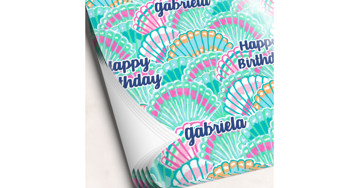 Custom Preppy Sea Shells Wrapping Paper Sheets (Personalized ...