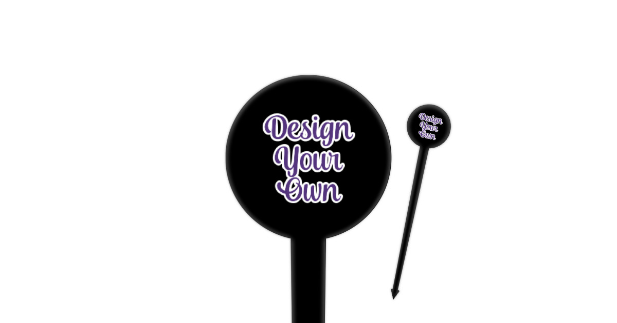 Custom 4" Round Plastic Food Picks - Black - Single-Sided | Design ...