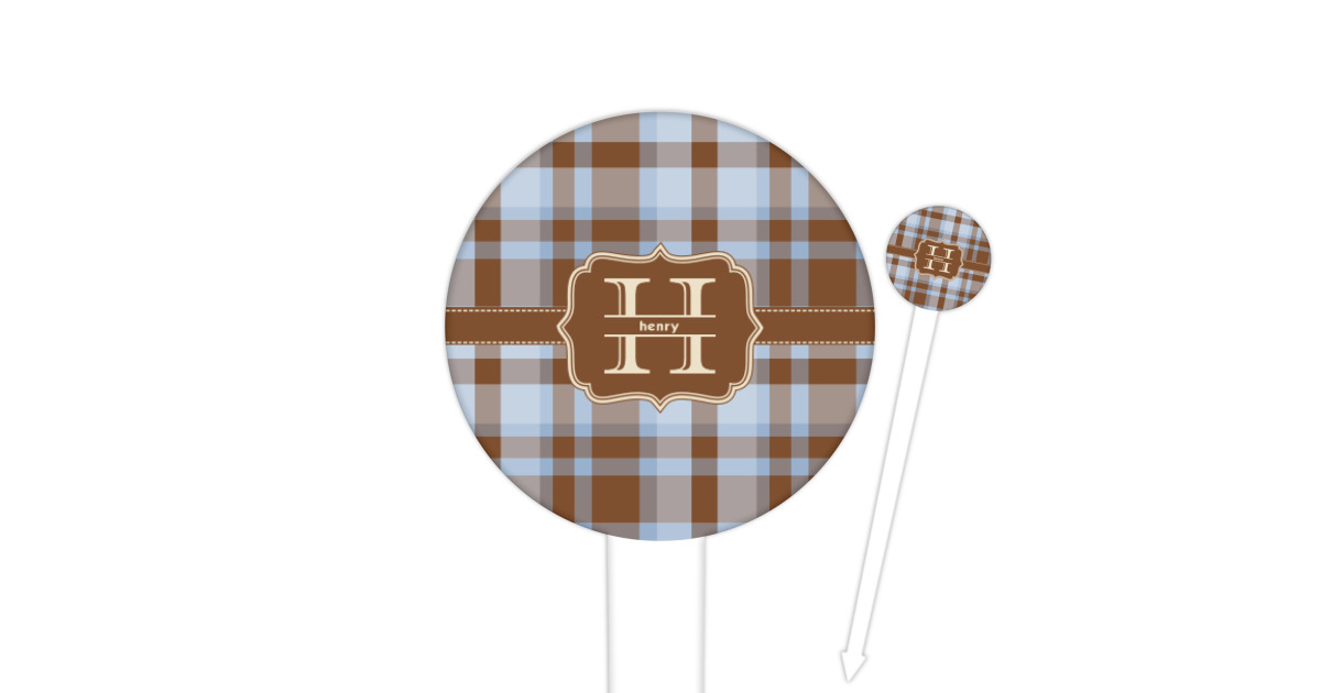 Custom Two Color Plaid Cocktail Picks - Round Plastic (Personalized ...