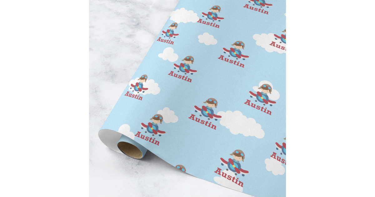 Custom Airplane & Pilot Wrapping Paper Roll - Medium - Matte ...