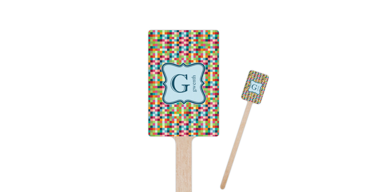 Custom Retro Pixel Squares Rectangle Wooden Stir Sticks (Personalized ...
