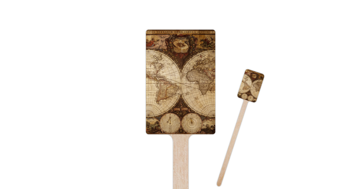 Custom Vintage World Map Rectangle Wooden Stir Sticks | YouCustomizeIt