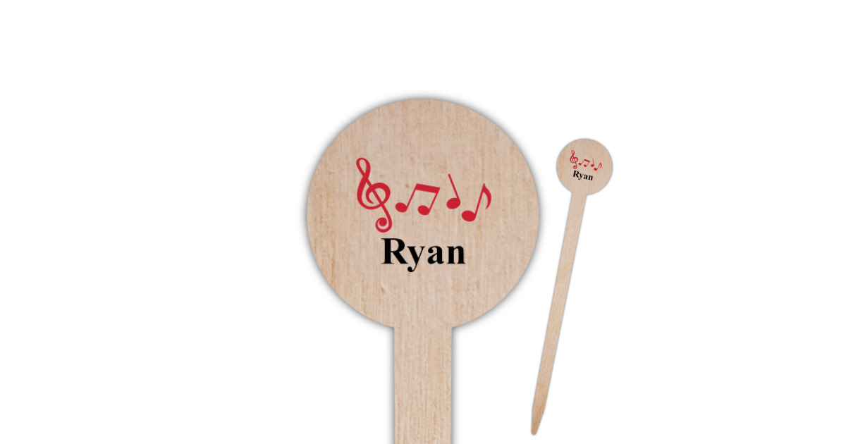 Custom Musical Notes Round Wooden Food Picks (Personalized ...
