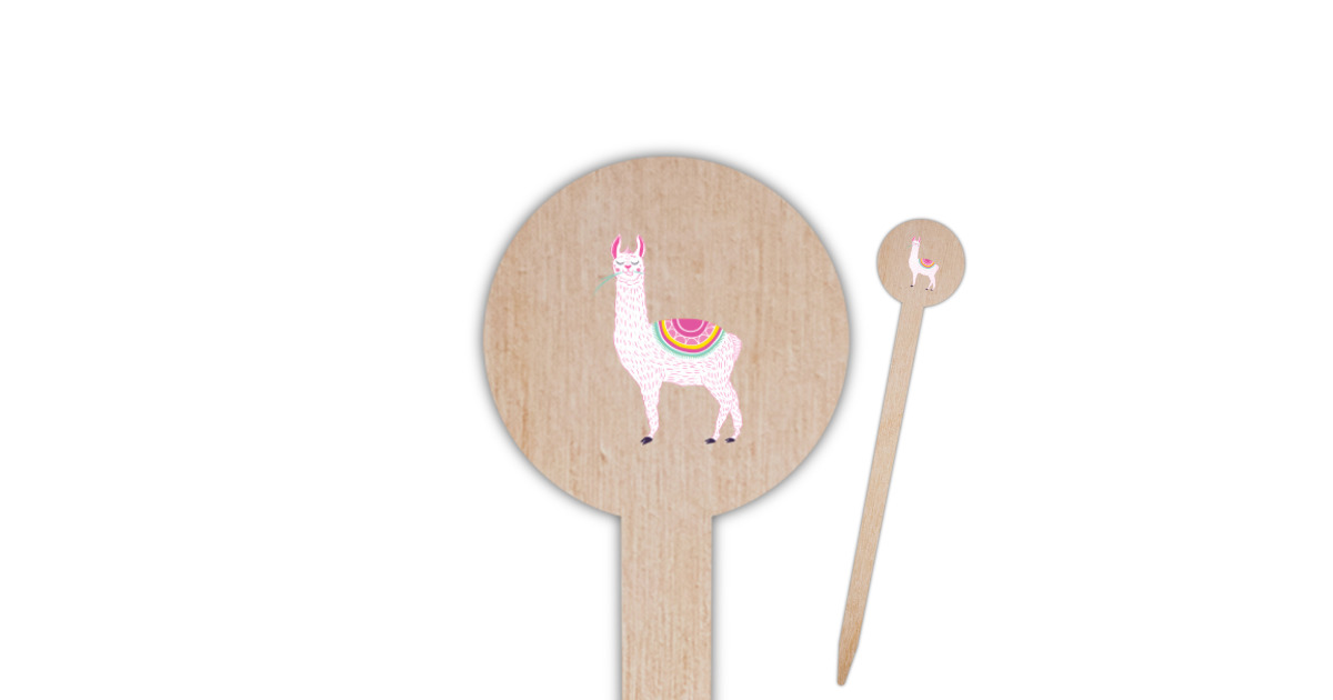 Custom Llamas Round Wooden Food Picks | YouCustomizeIt