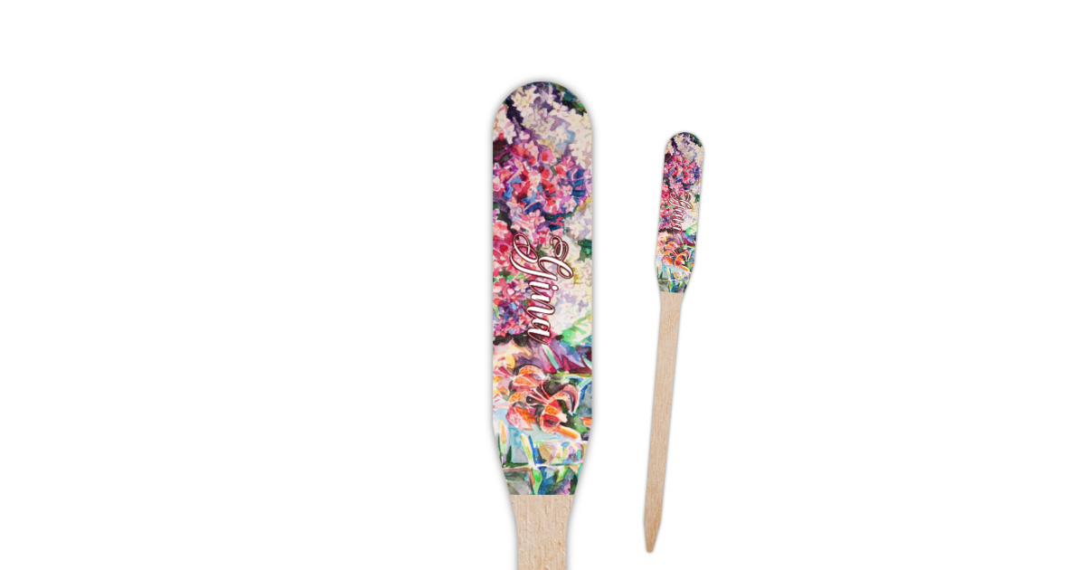Custom Watercolor Floral Paddle Wooden Food Picks | YouCustomizeIt