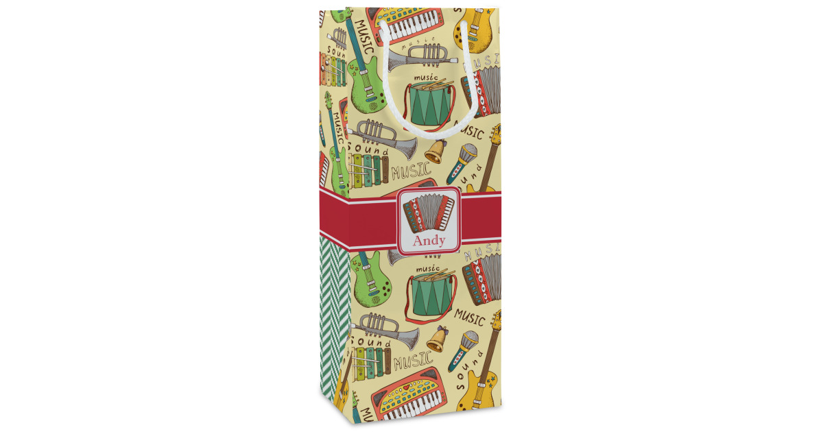 Custom Vintage Musical Instruments Wine Gift Bags (Personalized ...