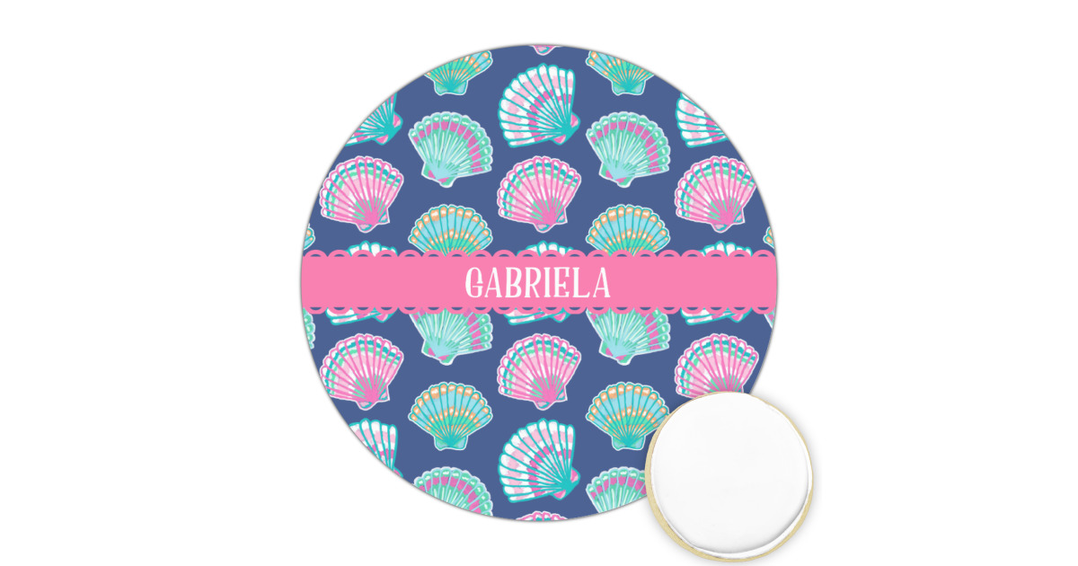Custom Preppy Sea Shells Printed Cookie Topper - Round (Personalized ...