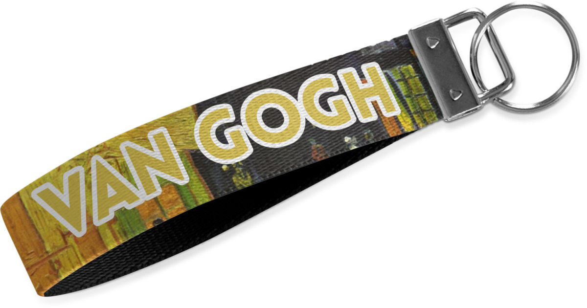 Custom Cafe Terrace at Night (Van Gogh 1888) Wristlet Webbing Keychain ...