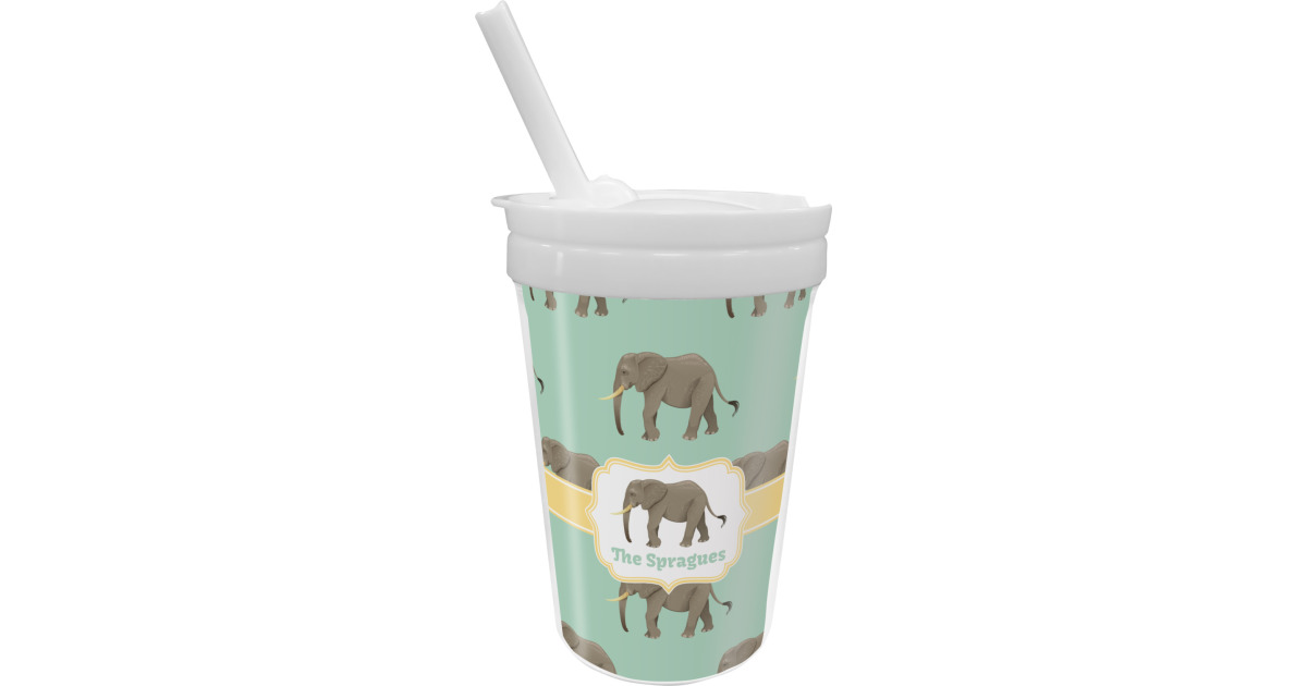Custom Elephant Sippy Cup with Straw (Personalized) | YouCustomizeIt