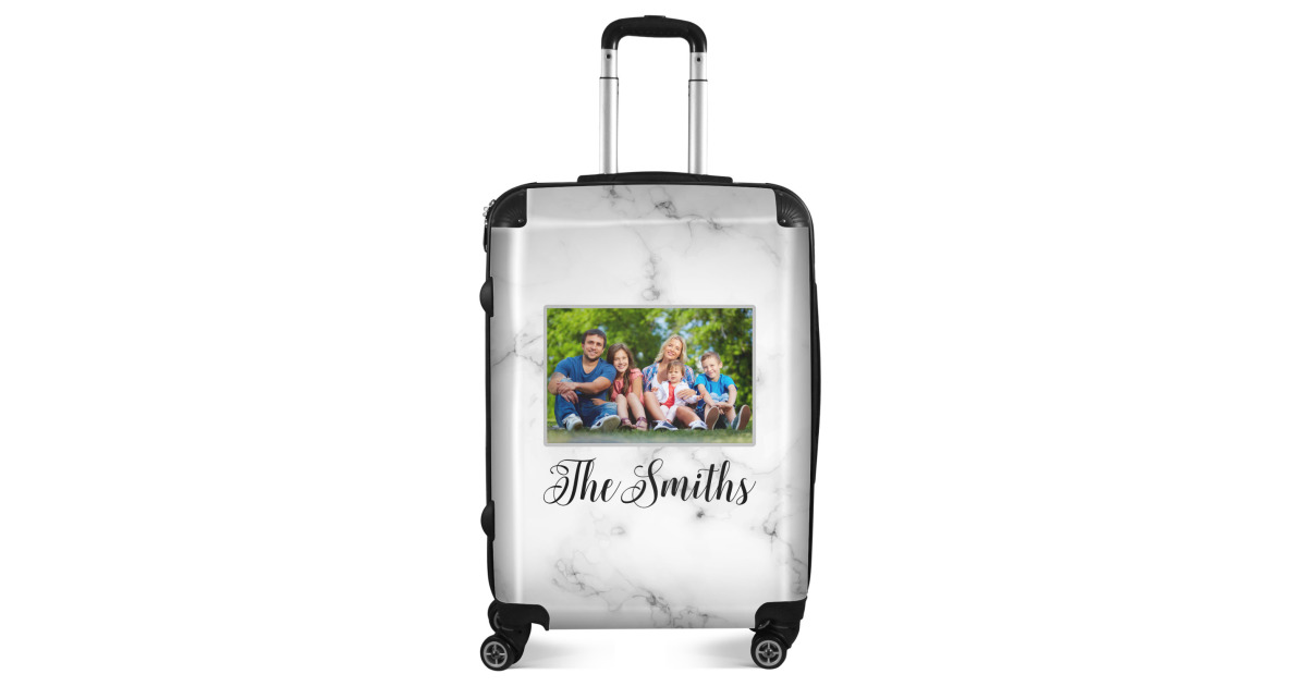 Custom Family Photo and Name Suitcase - 24" Medium - Checked ...