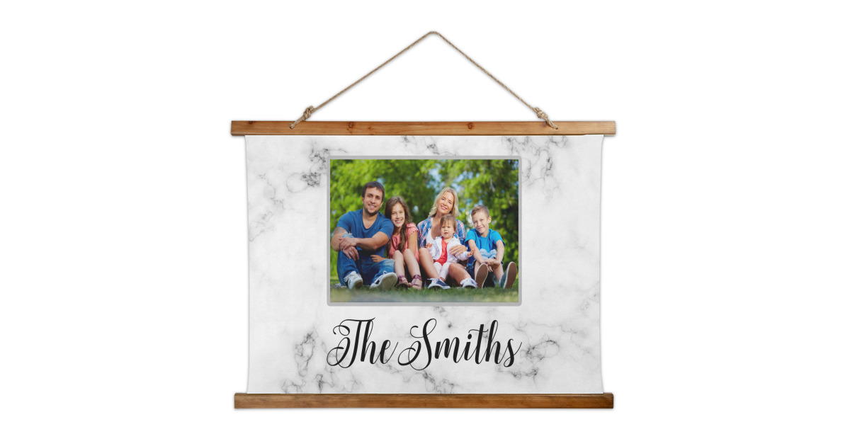 Custom Family Photo and Name Wall Hanging Tapestry - Wide | YouCustomizeIt