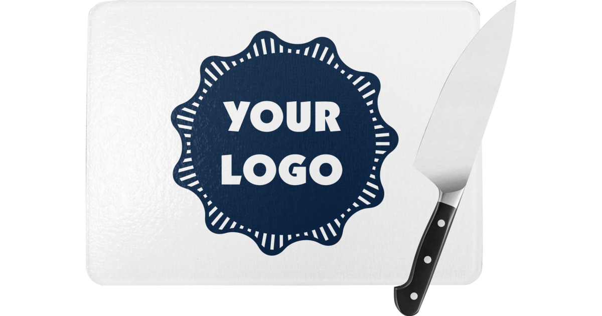 Custom Logo Rectangular Glass Cutting Board - Medium - 11" x 8 ...