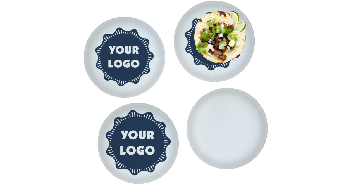 Custom Logo Glass Lunch / Dinner Plate 10" - Set of 4 | YouCustomizeIt