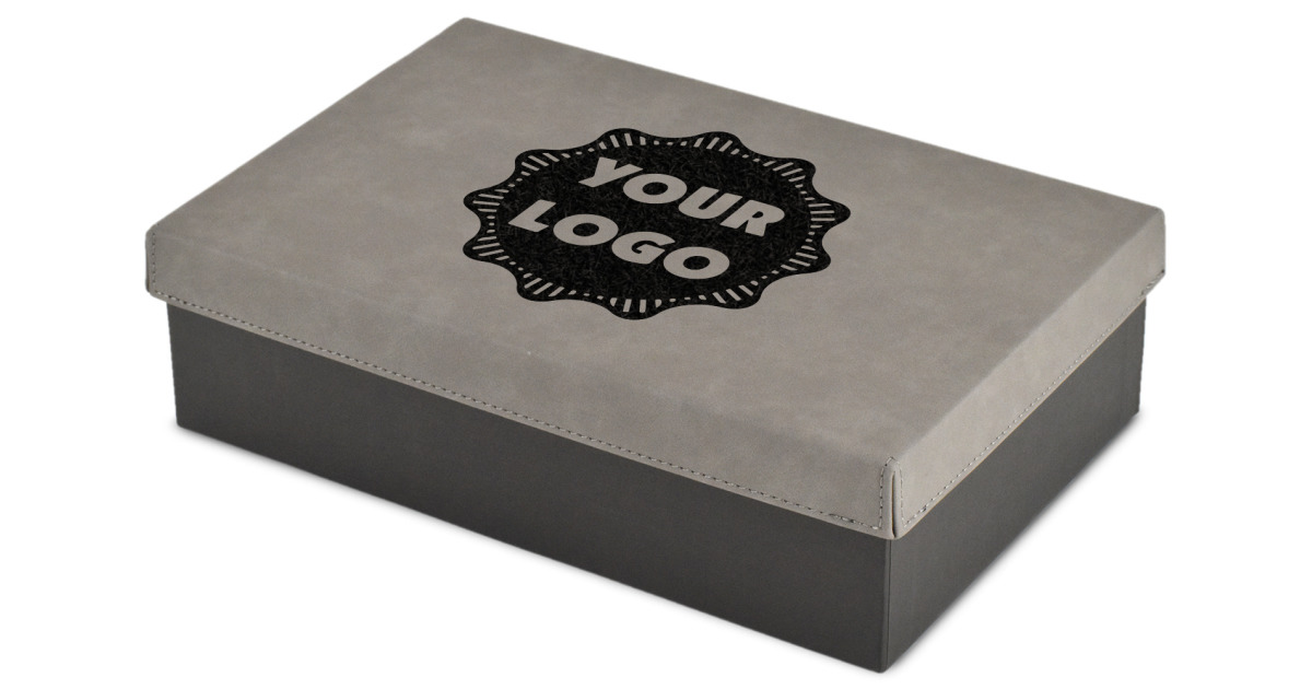 Custom Logo Gift Box w/ Engraved Leather Lid - Large | YouCustomizeIt