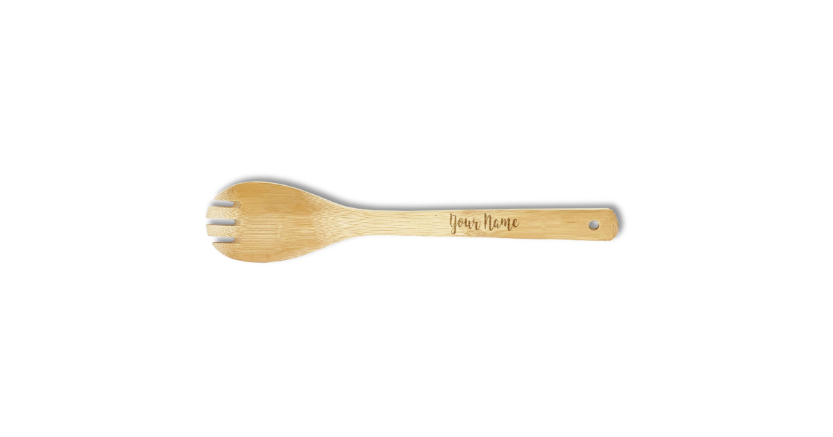 Custom Script Name Bamboo Spork - Double-Sided (Personalized ...