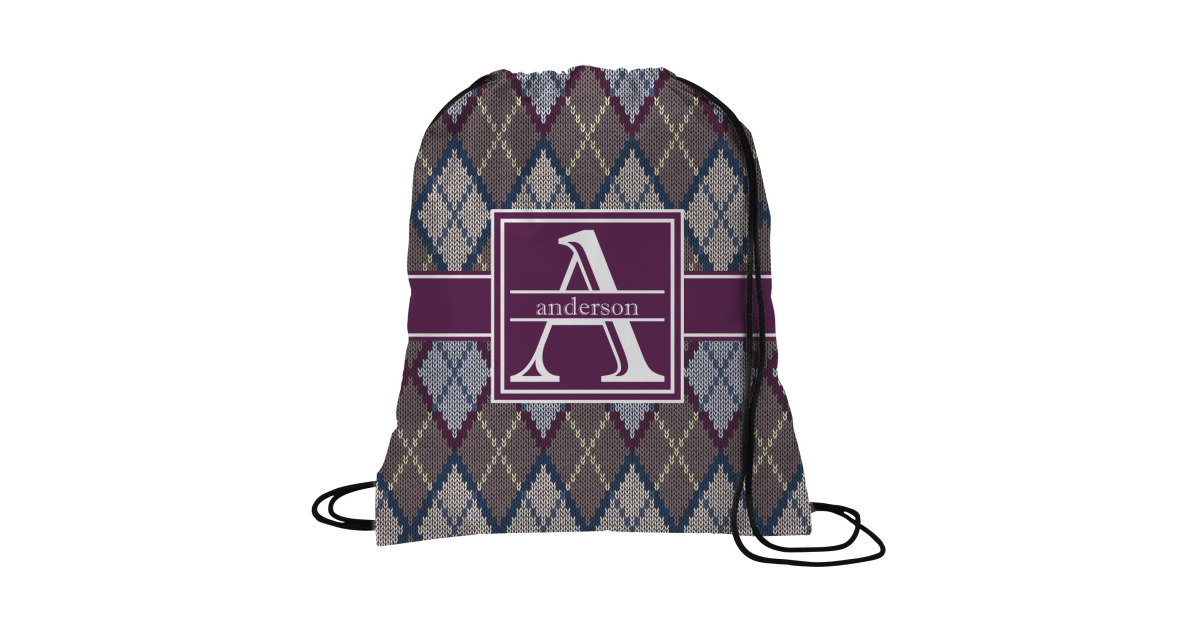Custom Knit Argyle Drawstring Backpack (Personalized) | YouCustomizeIt