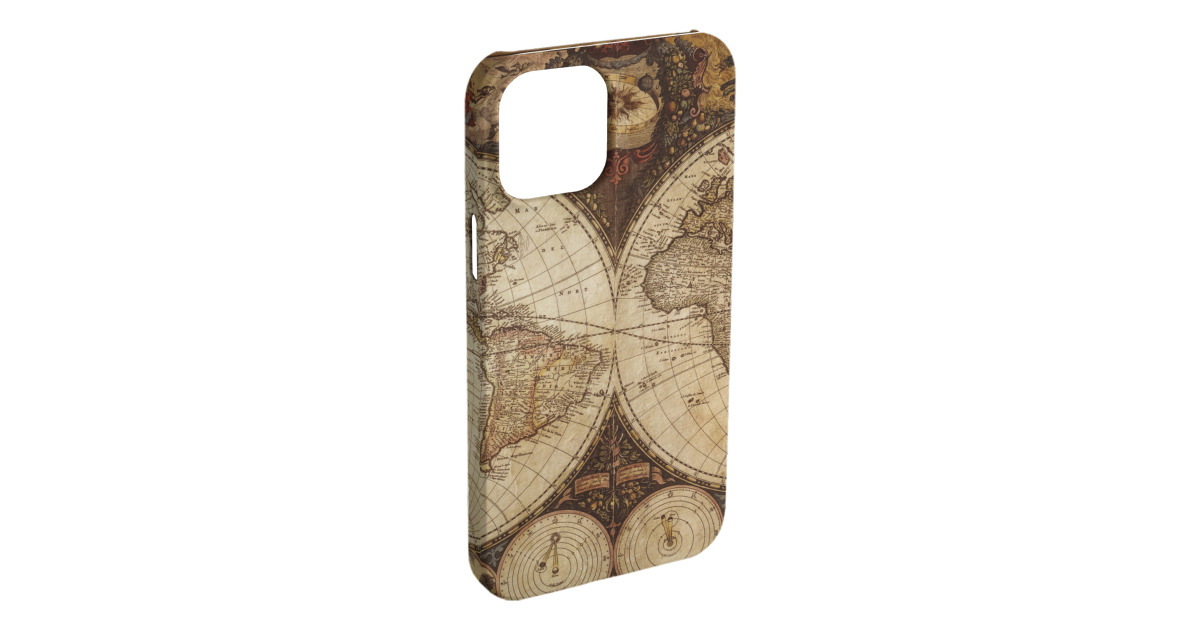 Custom Vintage World Map iPhone Case - Plastic | YouCustomizeIt