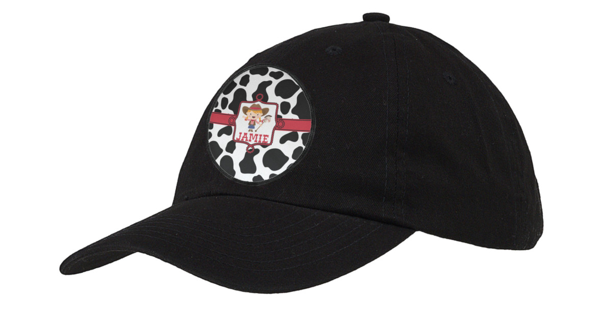 Custom Cowprint Cowgirl Baseball Cap - Black (Personalized ...