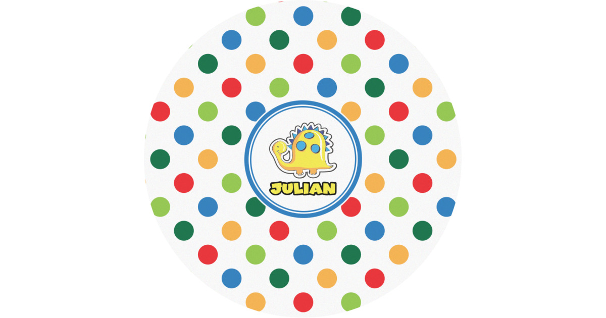 Custom Dots & Dinosaur Multipurpose Round Labels - Custom Sized ...