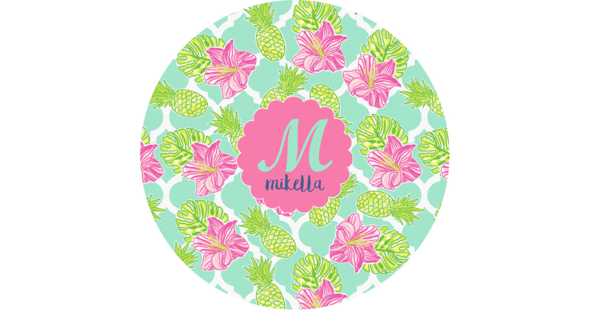 Custom Preppy Hibiscus Multipurpose Round Labels - Custom Sized ...