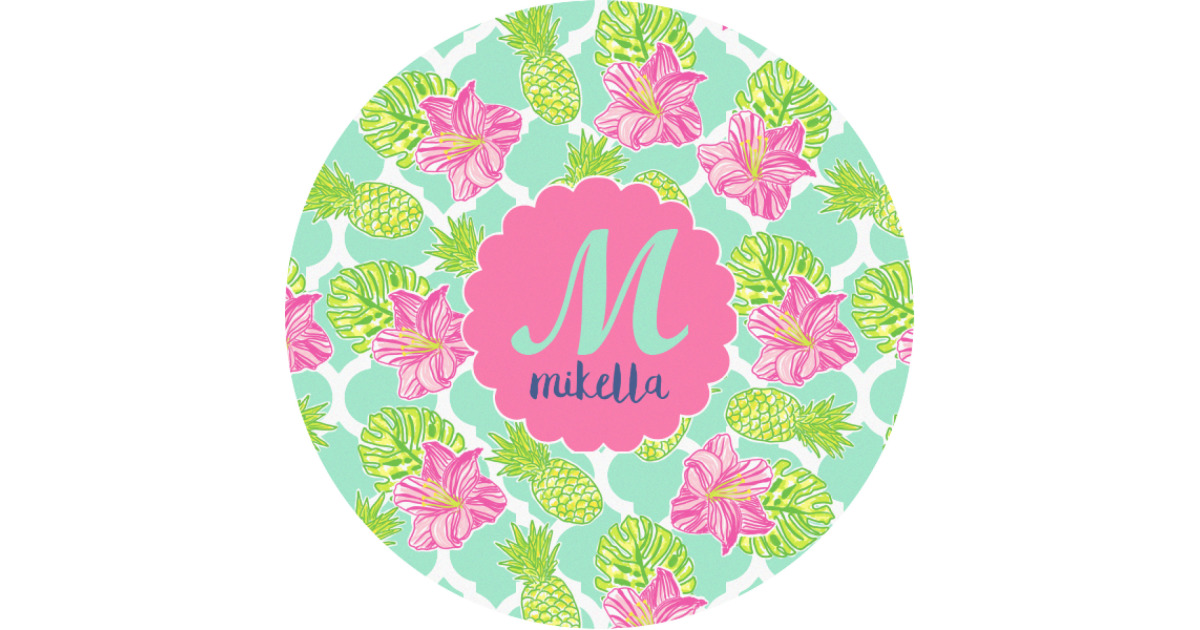 Custom Preppy Hibiscus Multipurpose Round Labels - 1" (Personalized ...