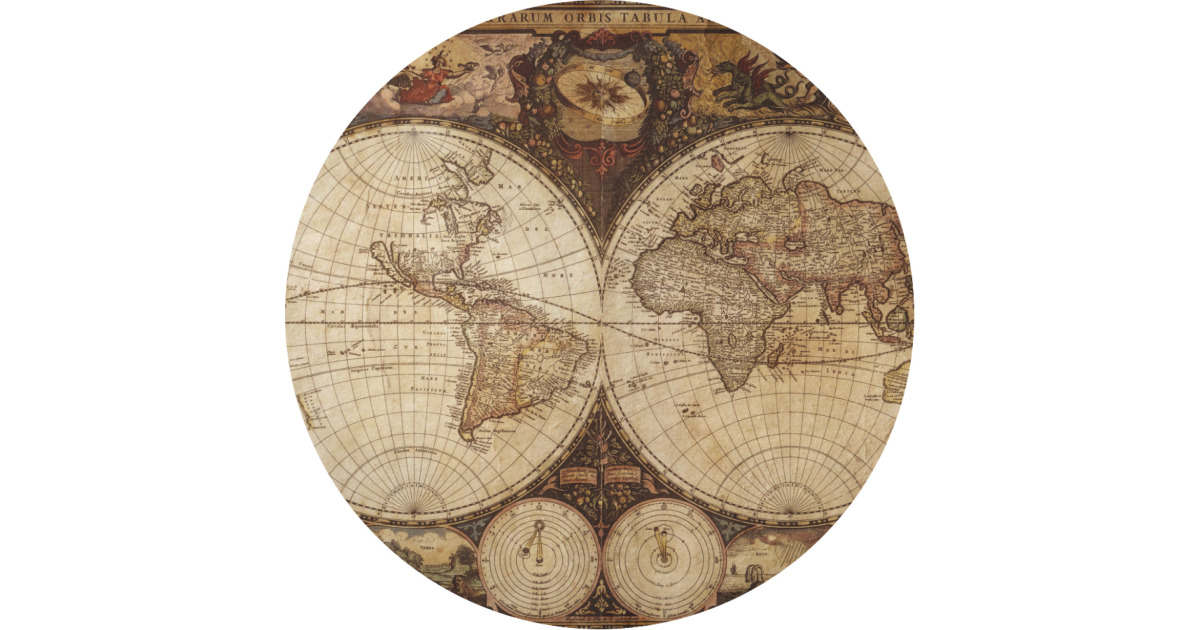 Custom Vintage World Map Multipurpose Round Labels - Custom Sized ...