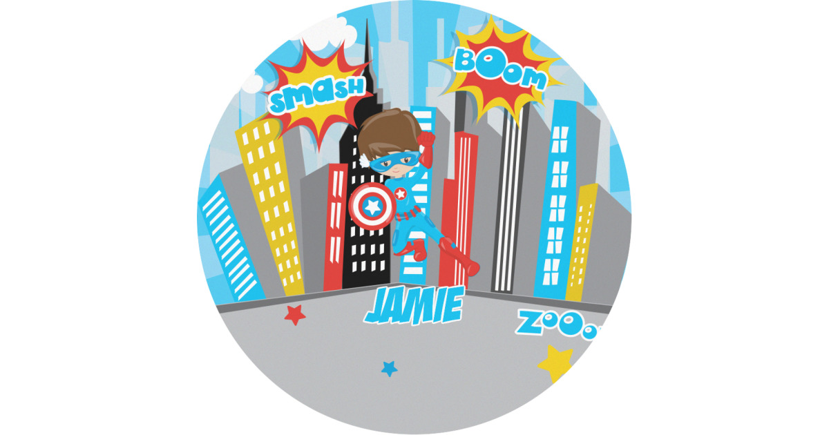 Custom Superhero in the City Multipurpose Round Labels - Custom Sized ...