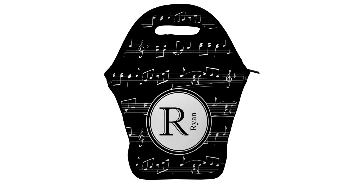 Custom Musical Notes Lunch Bag w/ Name and Initial | YouCustomizeIt