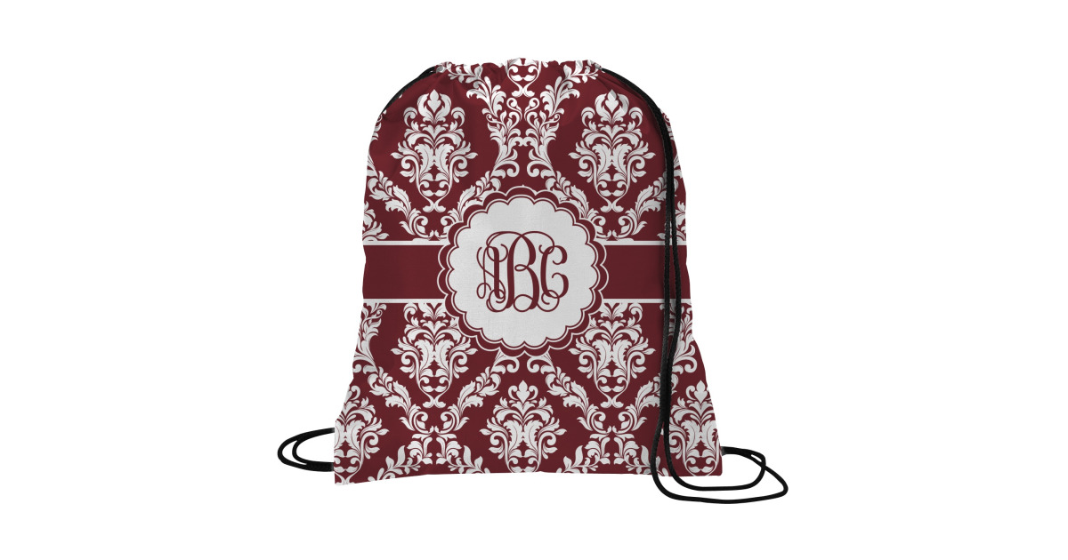 Custom Maroon & White Drawstring Backpack (Personalized) | YouCustomizeIt