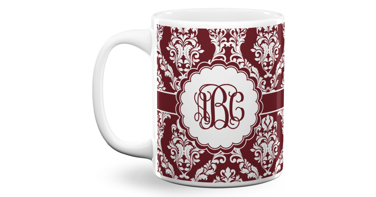 Custom Maroon & White 11 Oz Coffee Mug - White (Personalized ...