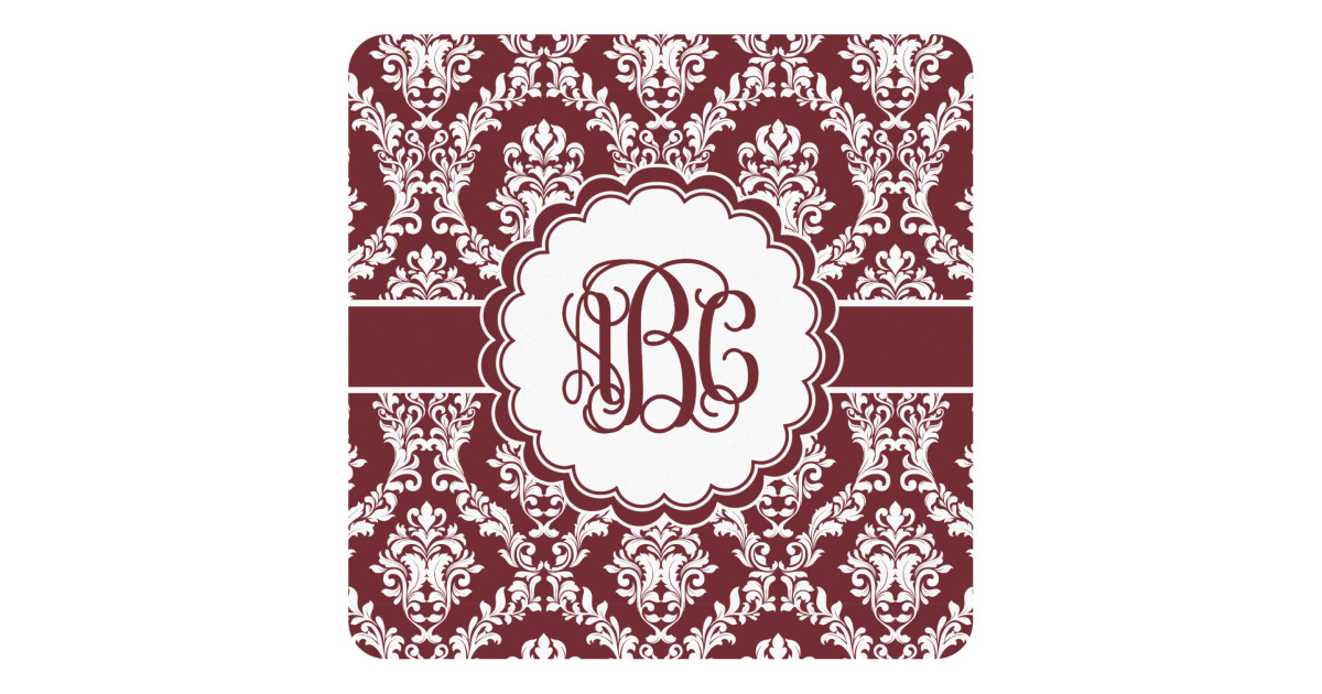 Custom Maroon & White Square Decal (Personalized) | YouCustomizeIt