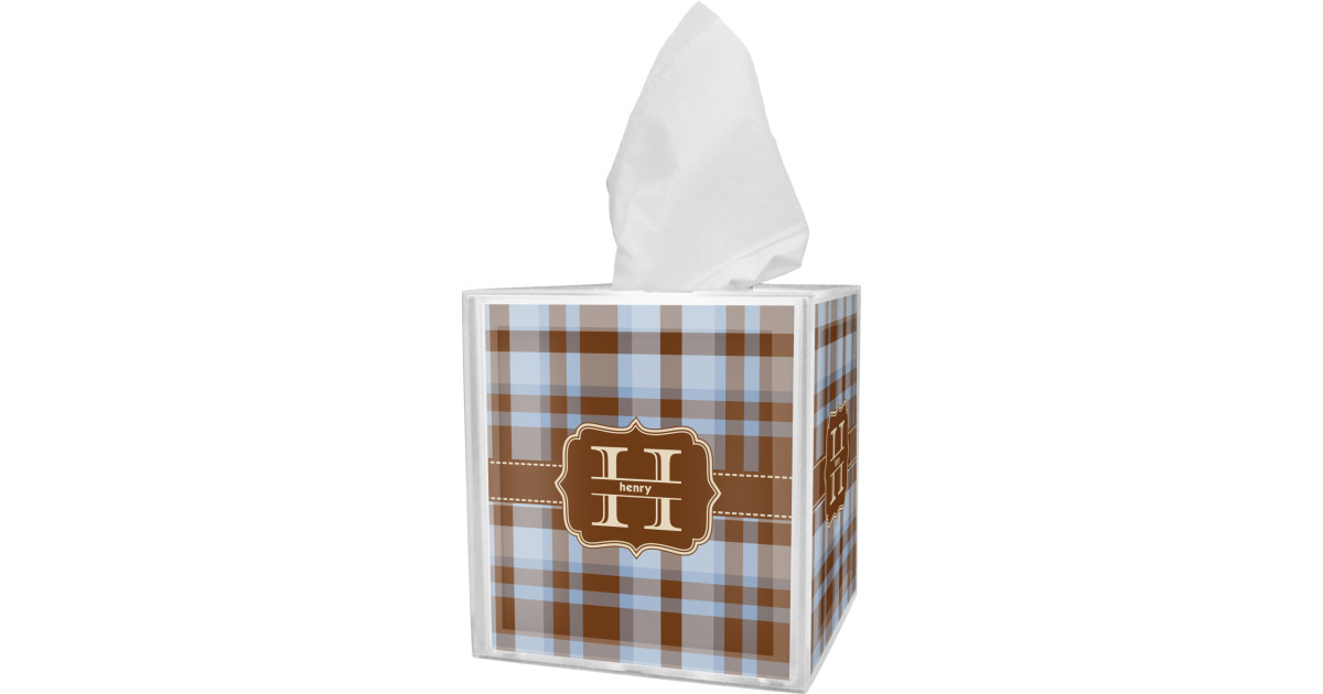 Custom Two Color Plaid Tissue Box Cover (Personalized) | YouCustomizeIt
