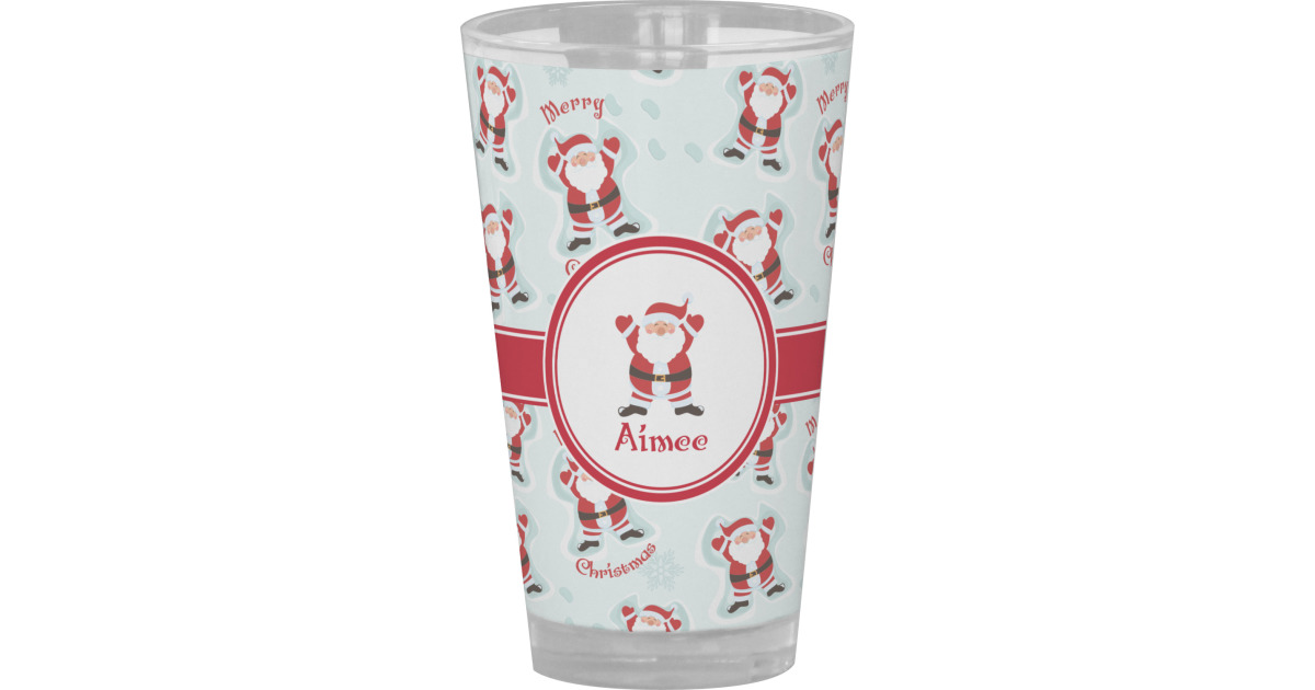 Custom Santa Clause Making Snow Angels Pint Glass - Full Color ...