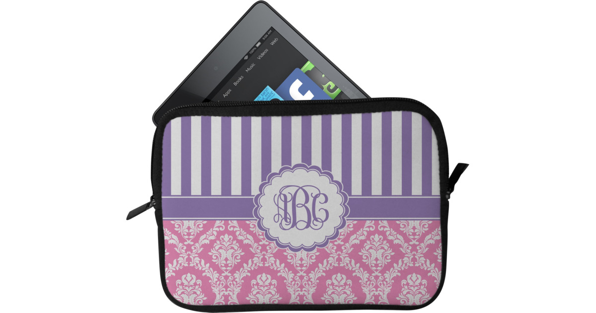 Custom Pink & Purple Damask Tablet Case / Sleeve (Personalized ...