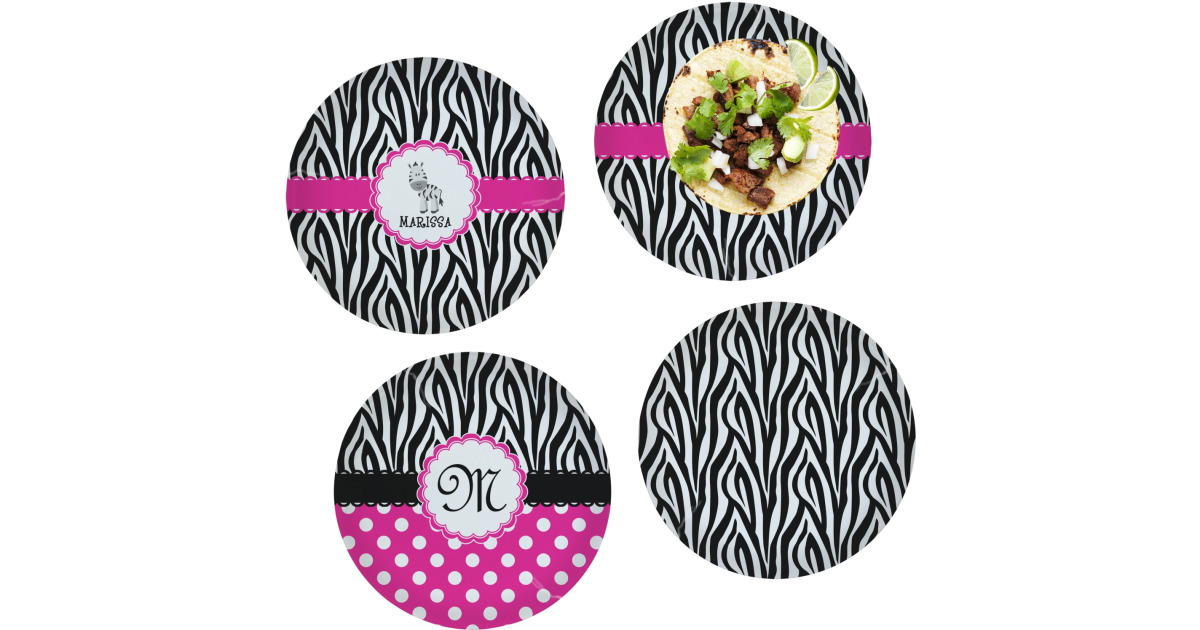 Custom Zebra Set of 4 Glass Lunch / Dinner Plate 10" (Personalized ...