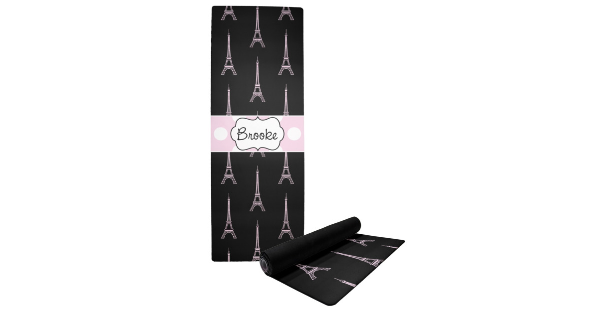 Custom Black Eiffel Tower Yoga Mat (Personalized) | YouCustomizeIt