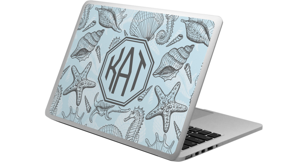 Custom Sea-blue Seashells Laptop Skin - Custom Sized (Personalized ...