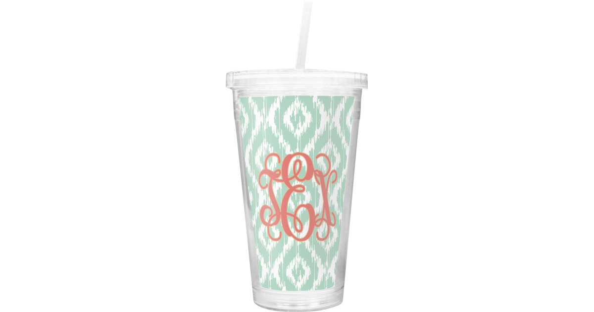Custom Monogram Double Wall Tumbler with Straw (Personalized ...